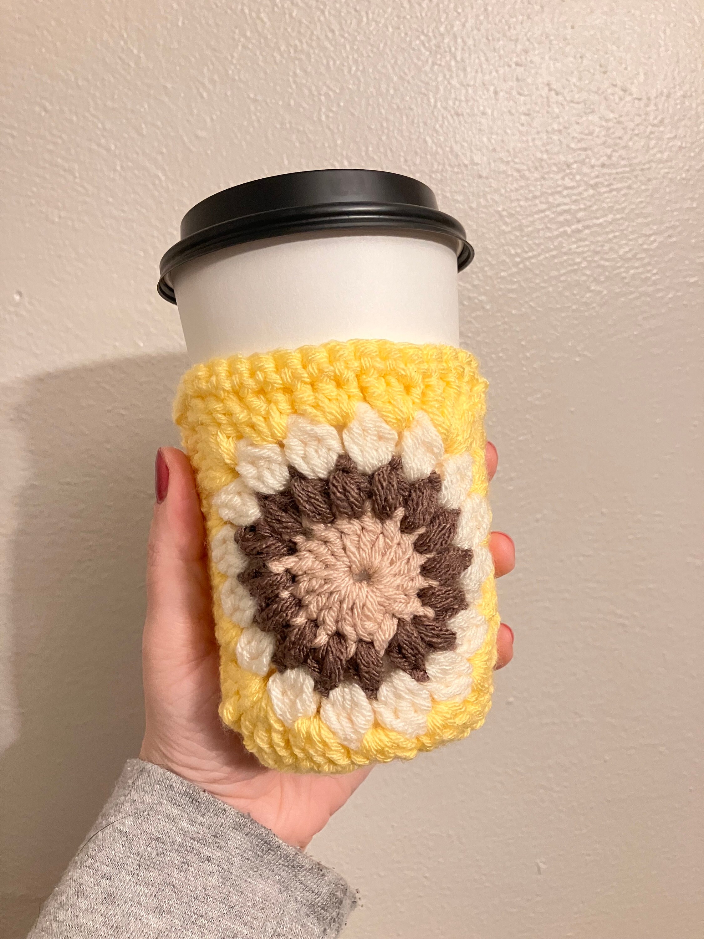 Crochet Granny Square Iced Coffee Coozie: Multi Colored Square, for ...