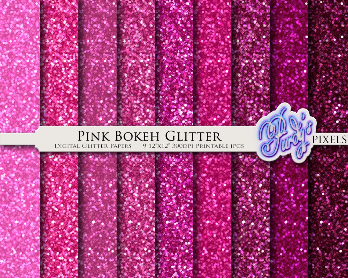 Pink Glitter Digital Paper Pack Sparkling Pink Bokeh Glitter - Etsy