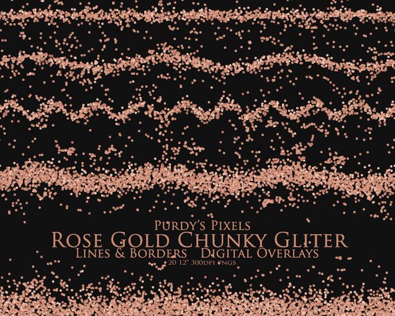 Digital Rose Gold Glitter Overlays 9 Seamless Messy and | Etsy