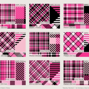Pink Plaid Digital Paper Pack - Printable Scrapbooking Paper for ...
