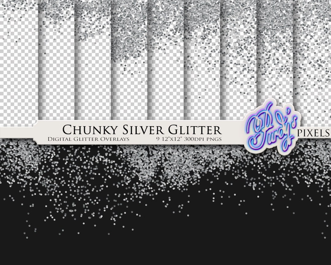 Digital Silver Glitter Overlays - Printable Scrapbooking Borders - 9 ...