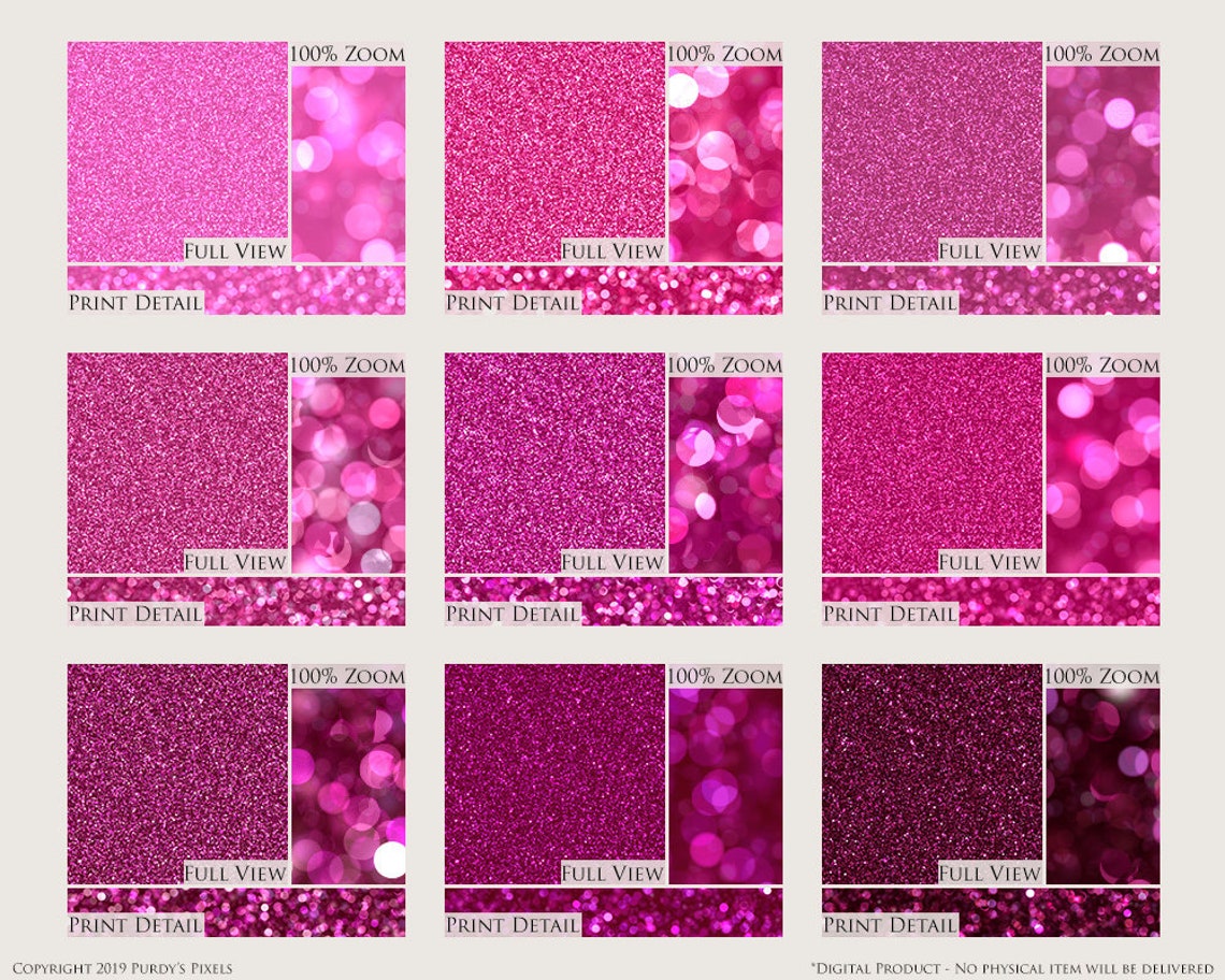 Pink Glitter Digital Paper Pack Sparkling Pink Bokeh Glitter - Etsy