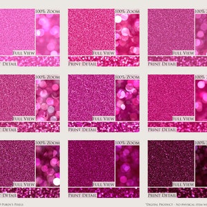 Pink Glitter Digital Paper Pack - Sparkling Pink Bokeh Glitter ...