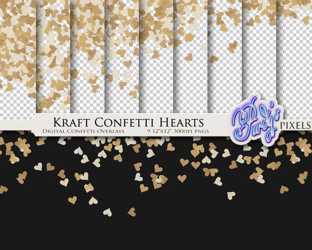 Digital Hearts Confetti Overlays - 9 Seamless Kraft Paper Printable ...