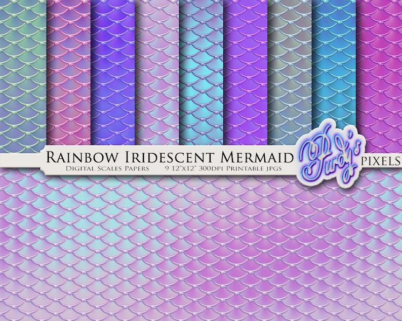 Iridescent Mermaid Scales Digital Paper Pack - 9 Seamless Pastel ...