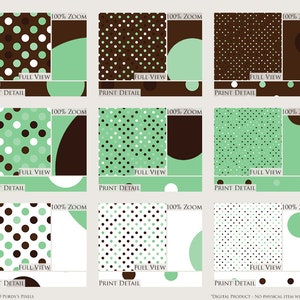Mint Chocolate Polka Dots Digital Paper - Green and Brown Printable ...