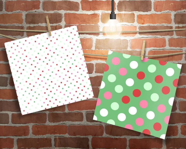 Strawberry Shortcake Polka Dots Digital Paper Pack - 18 Seamless Green ...