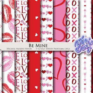 Valentine's Day Digital Paper Pack 9 Seamless Word Art Printable ...