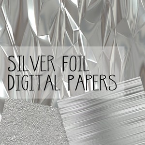 Digital Silver Foil Paper Pack - 9 Seamless Metallic Silver Printable ...