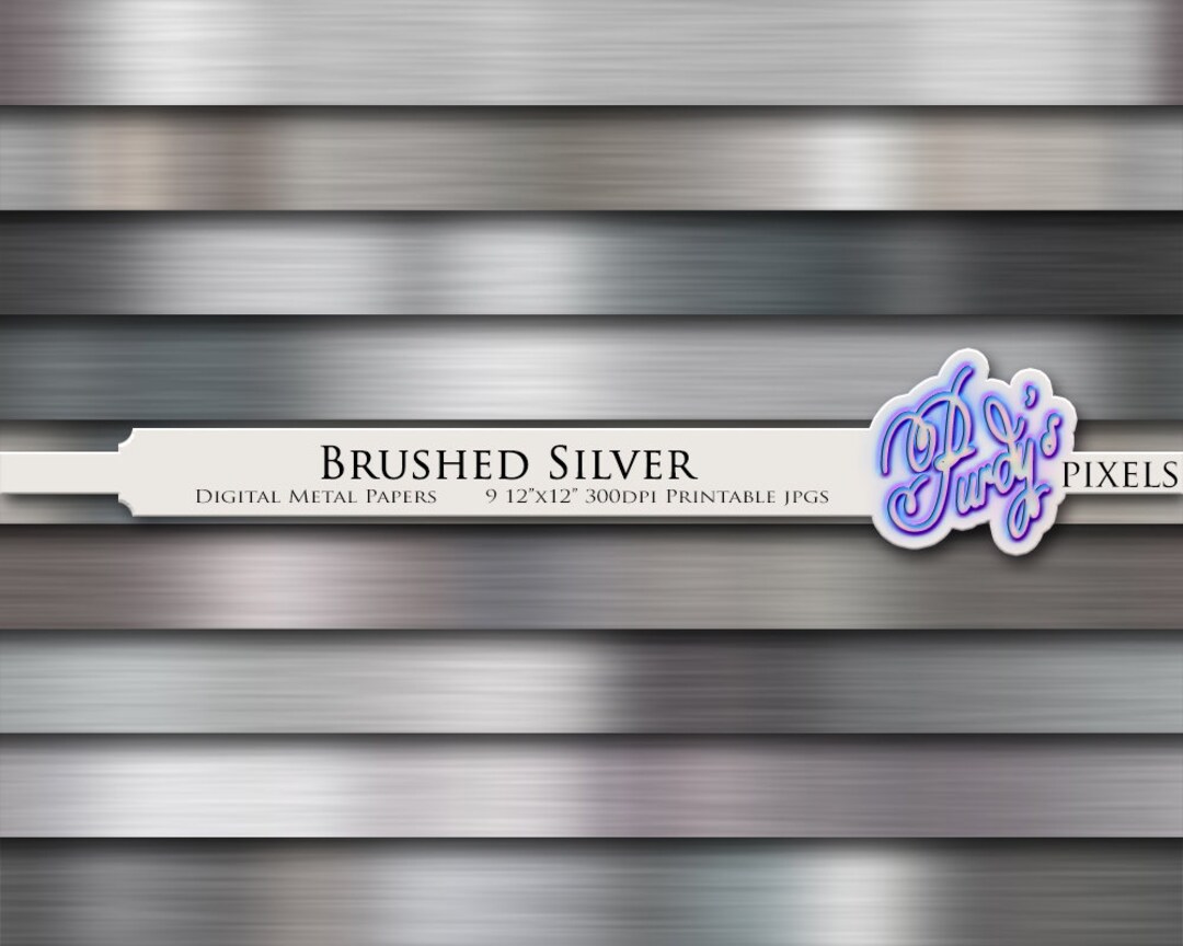Brushed Silver Digital Paper Pack - 9 Seamless Silver Gradients ...