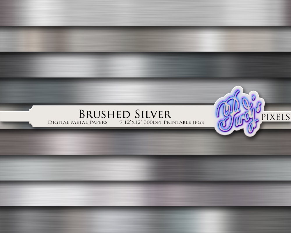 Brushed Silver Digital Paper Pack - 9 Seamless Silver Gradients ...