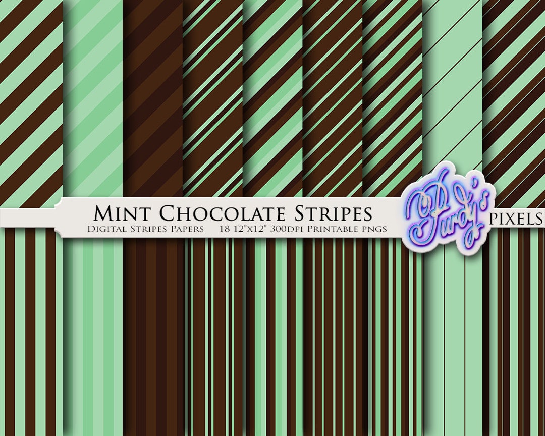 Mint Chocolate Stripes Digital Paper Pack - Seamless Stripes Printable ...