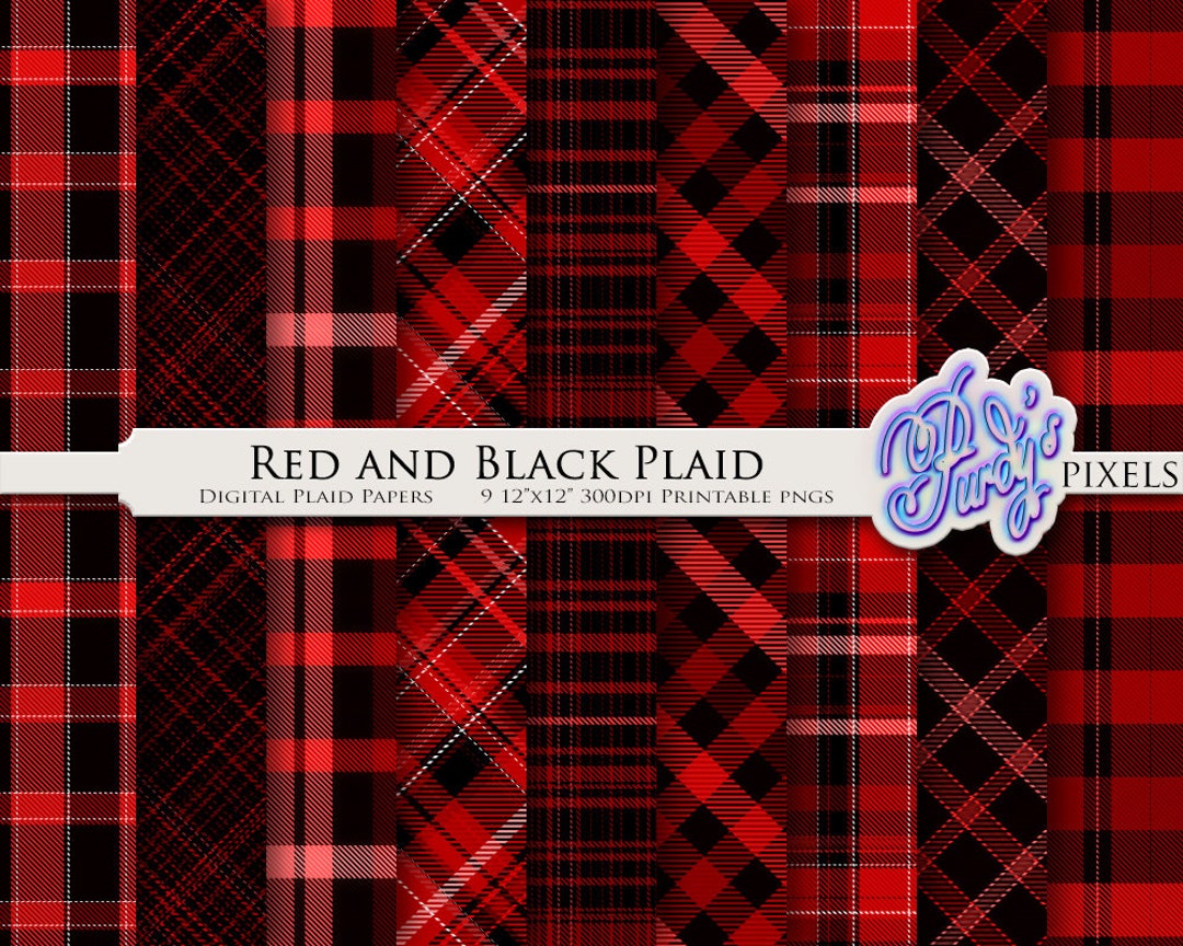 Buffalo Plaid Digital Papers Downloadable Paper Pack Seamless Red and ...