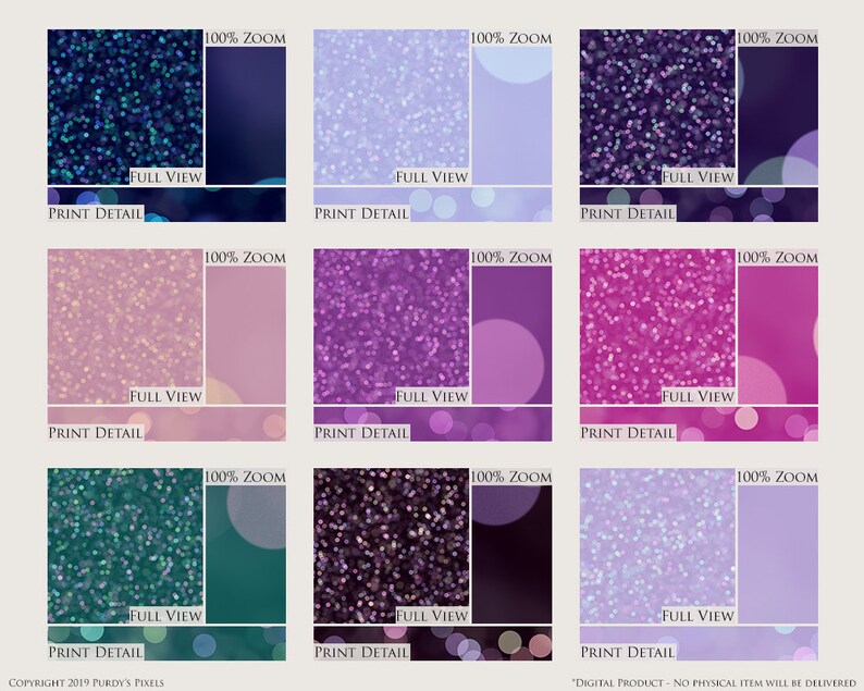 Glittering Bokeh Digital Paper Pack - 9 Brokeh Glitter Printable ...