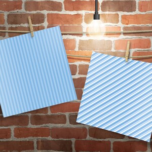 Digital Baby Boy Stripes Printable Scrapbooking Paper in Blue for Baby ...