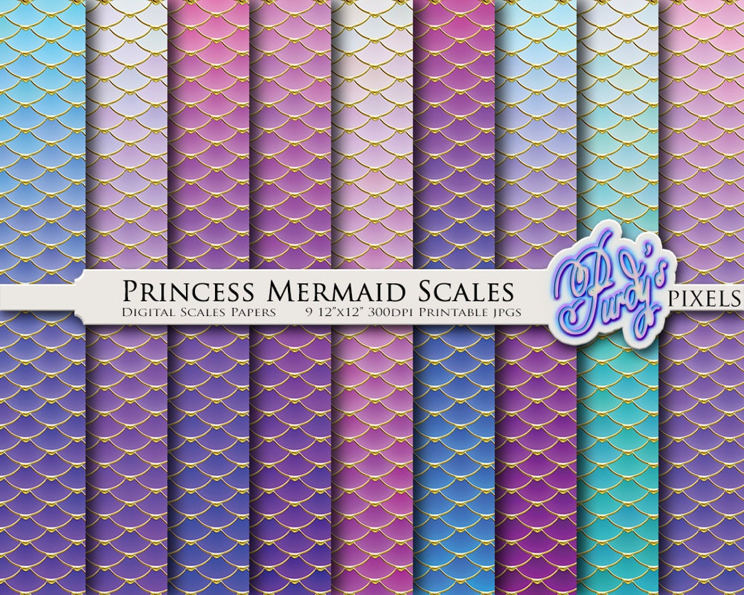 Digital Mermaid Paper Pack - Princess Mermaid Scales Printable ...