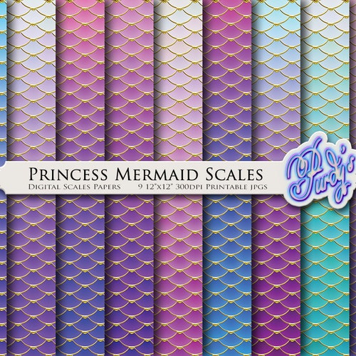 Digital Mermaid Paper Pack Princess Mermaid Scales Printable - Etsy
