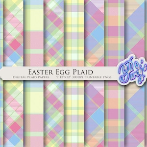Easter Egg Plaid Digital Printable Scrapbooking Paper in Pastels - Etsy