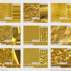 Digital Gold Foil Paper Pack - 9 Seamless Metallic Gold Printable ...