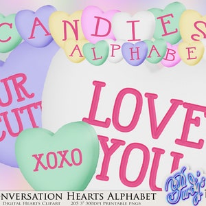 Digital Conversation Hearts Alphabet Clipart for Valentine's Day - Etsy