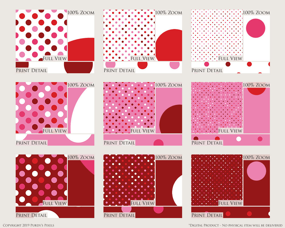 Digital Valentine's Day Polka Dots Printable Paper Pack - Etsy