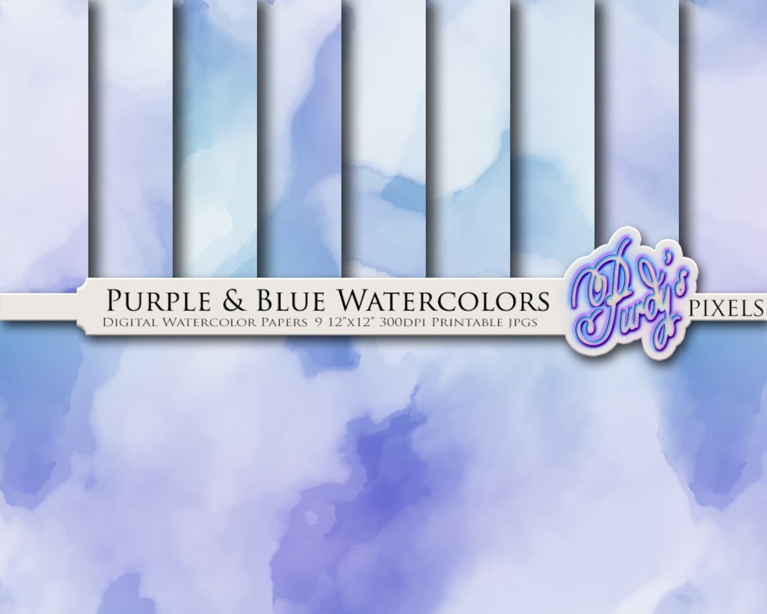 Digital Purple and Blue Watercolor Printable Scrapbooking Paper - Etsy
