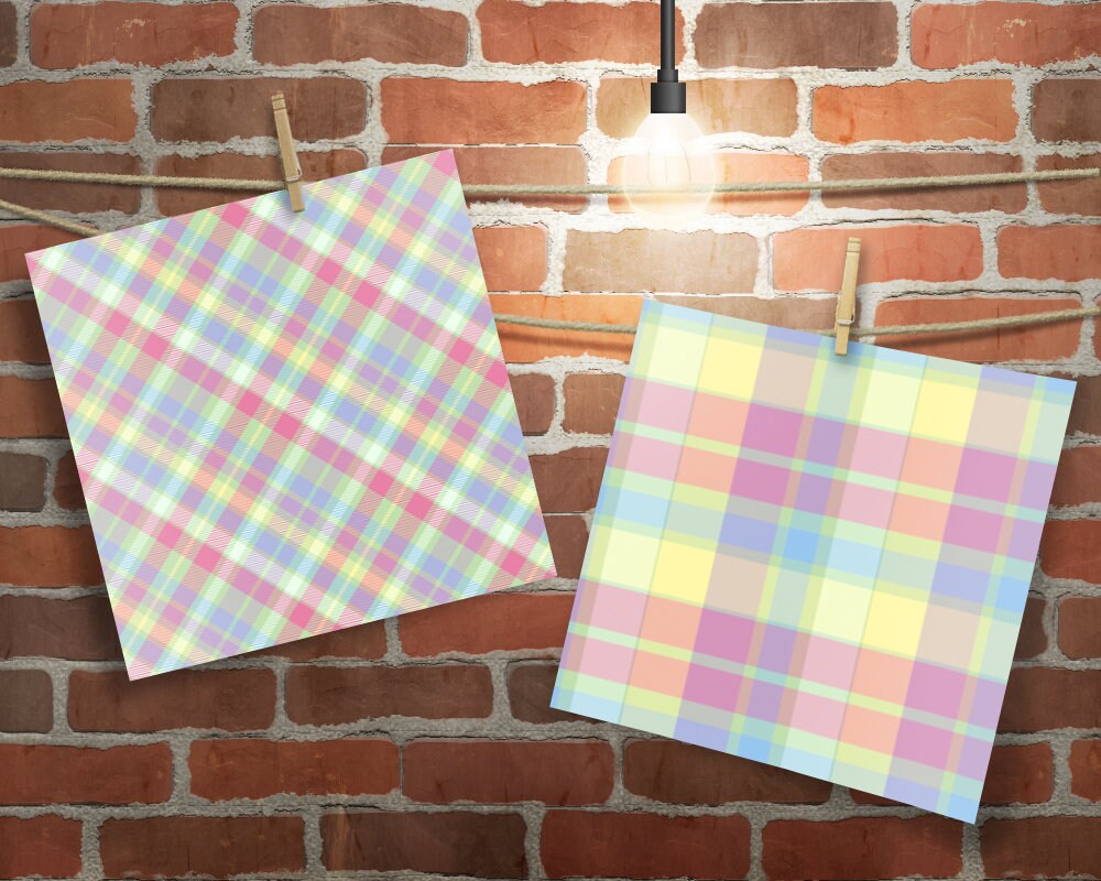 Easter Egg Plaid Digital Printable Scrapbooking Paper in Pastels - Etsy