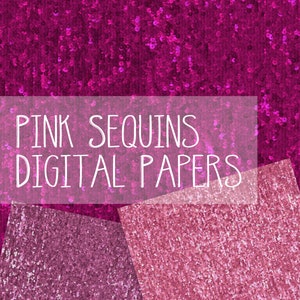 Pink Sequins Digital Paper Pack - 9 Seamless Sparkling Glitter Sequins ...