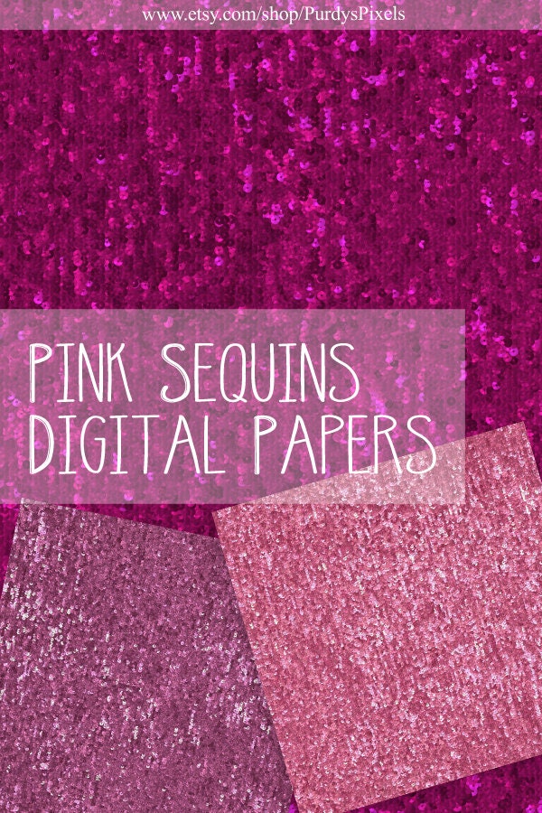 Pink Sequins Digital Paper Pack - 9 Seamless Sparkling Glitter Sequins ...