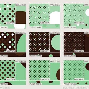 Mint Chocolate Polka Dots Digital Paper - Green and Brown Printable ...