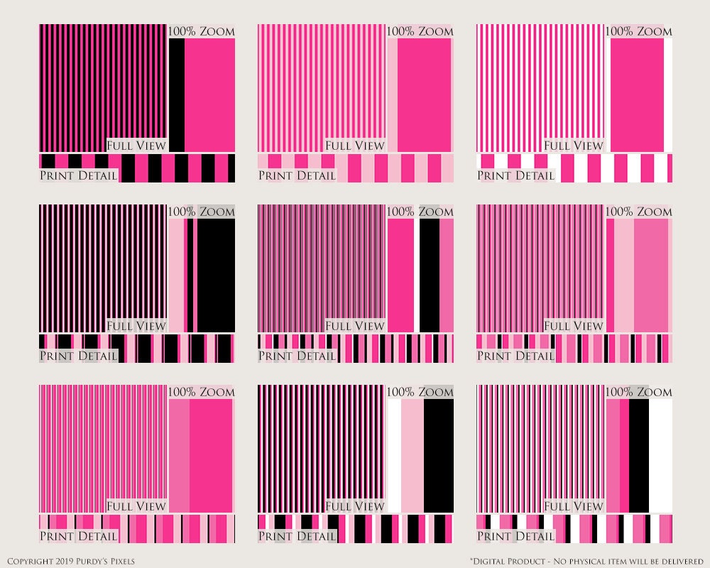 Pink Stripes Digital Paper Pack - Printable Scrapbooking Paper for ...