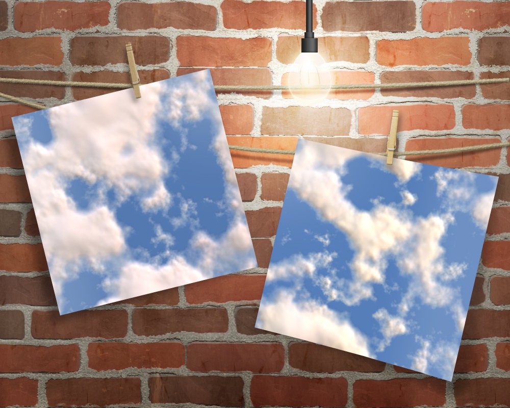 White Fluffy Clouds Digital Papers 9 Seamless Skies Printable ...