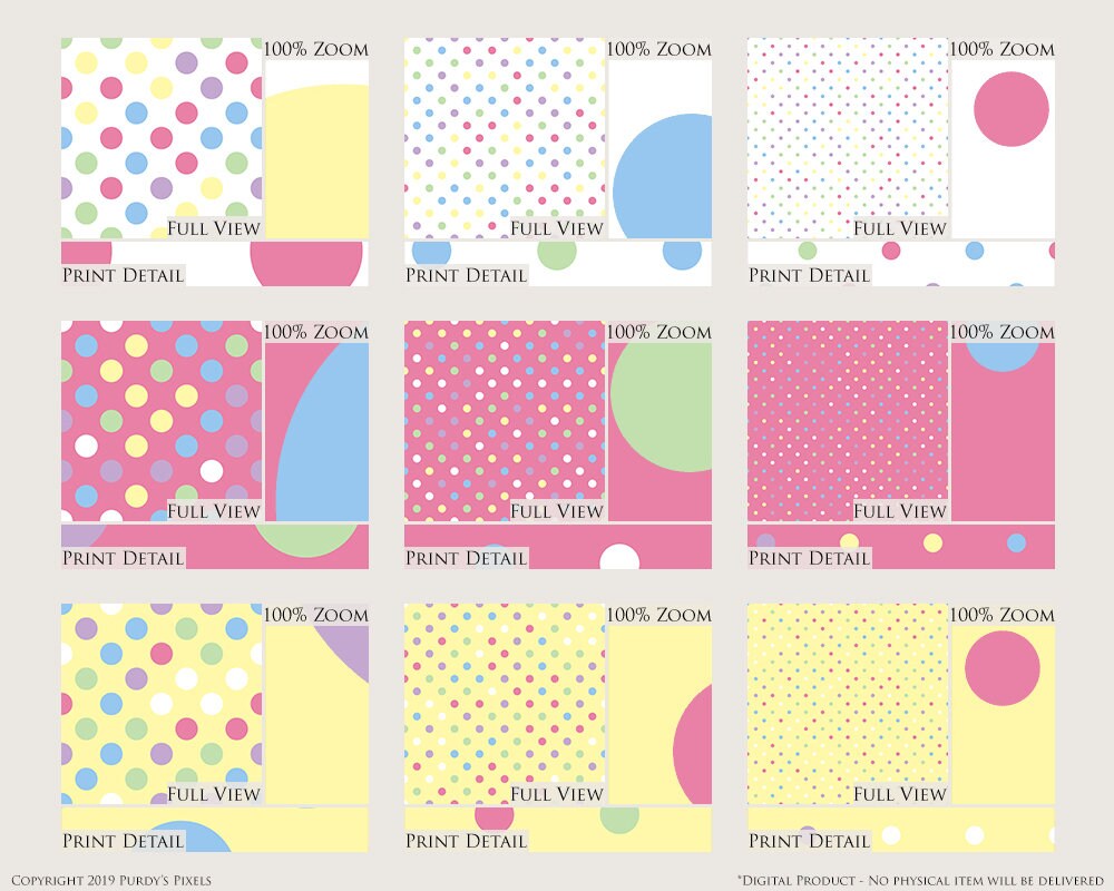 Digital Easter Egg Polka Dots Paper Pack - 18 Seamless Pastel Printable ...