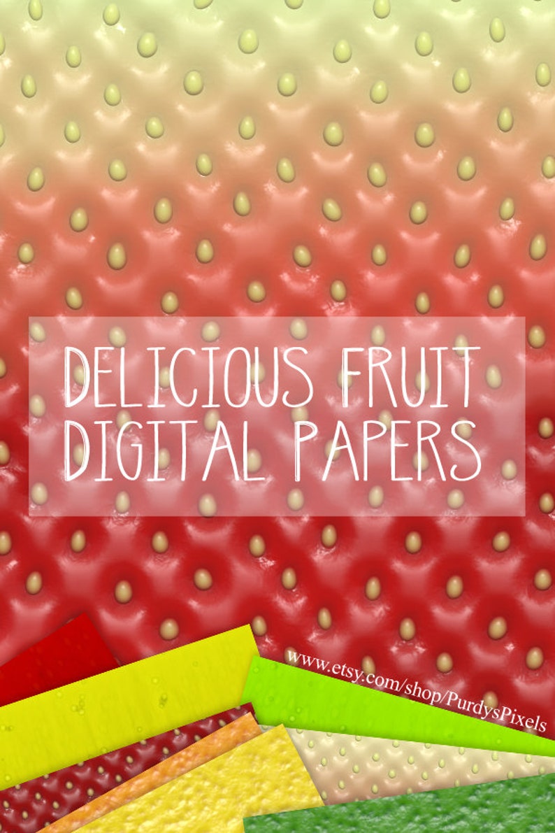 Delicious Fruit Digital Paper Pack 9 Seamless Fruit Printable ...