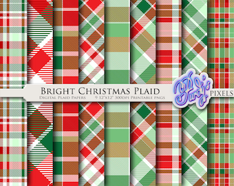 Christmas Plaid Digital Paper Pack | Etsy