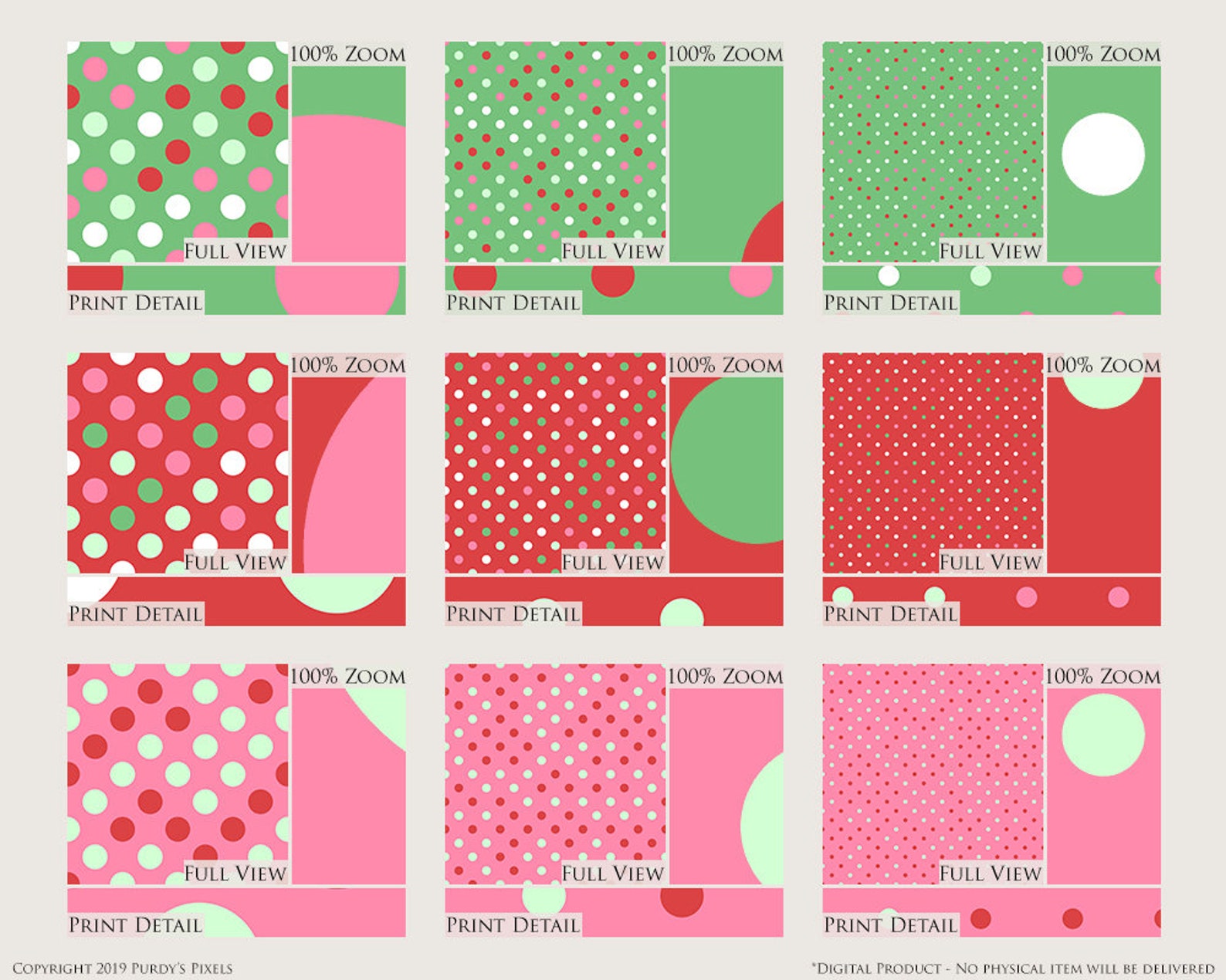 Strawberry Shortcake Polka Dots Digital Paper Pack - 18 Seamless Green ...