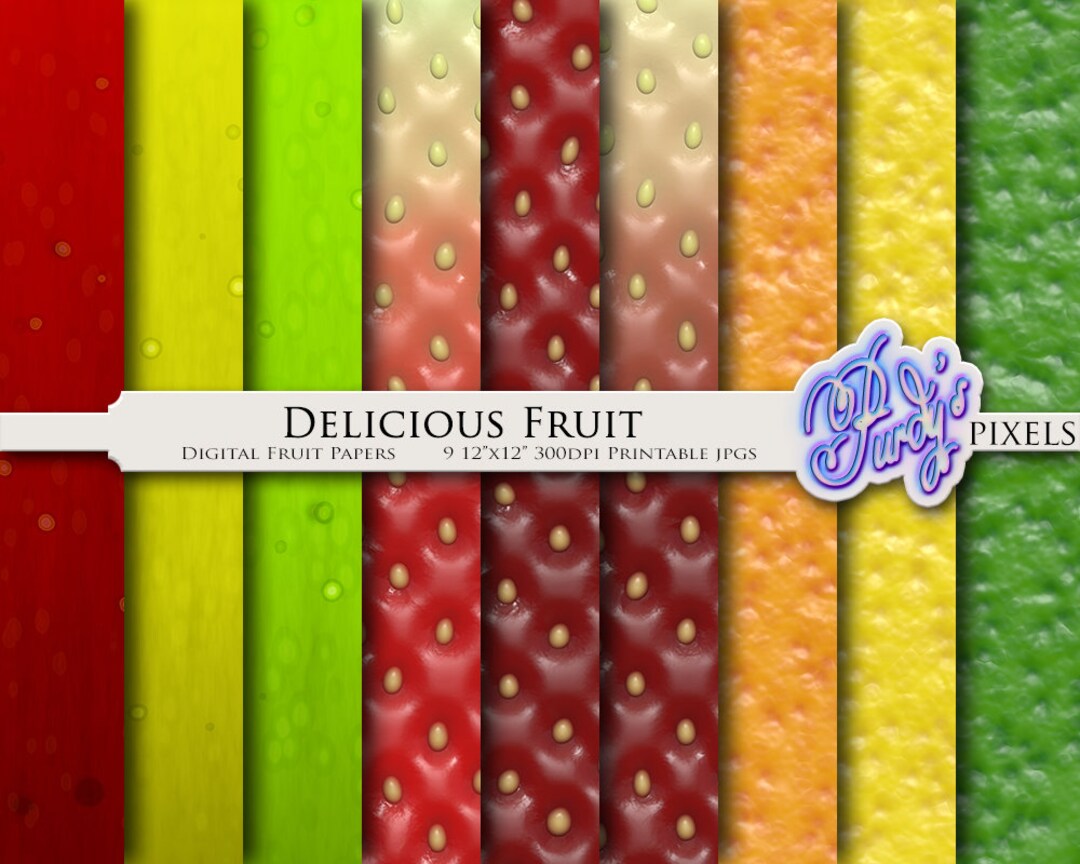 Delicious Fruit Digital Paper Pack - 9 Seamless Fruit Printable ...