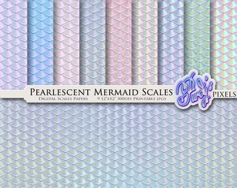 Iridescent Mermaid Scales Digital Paper Pack 9 Seamless | Etsy