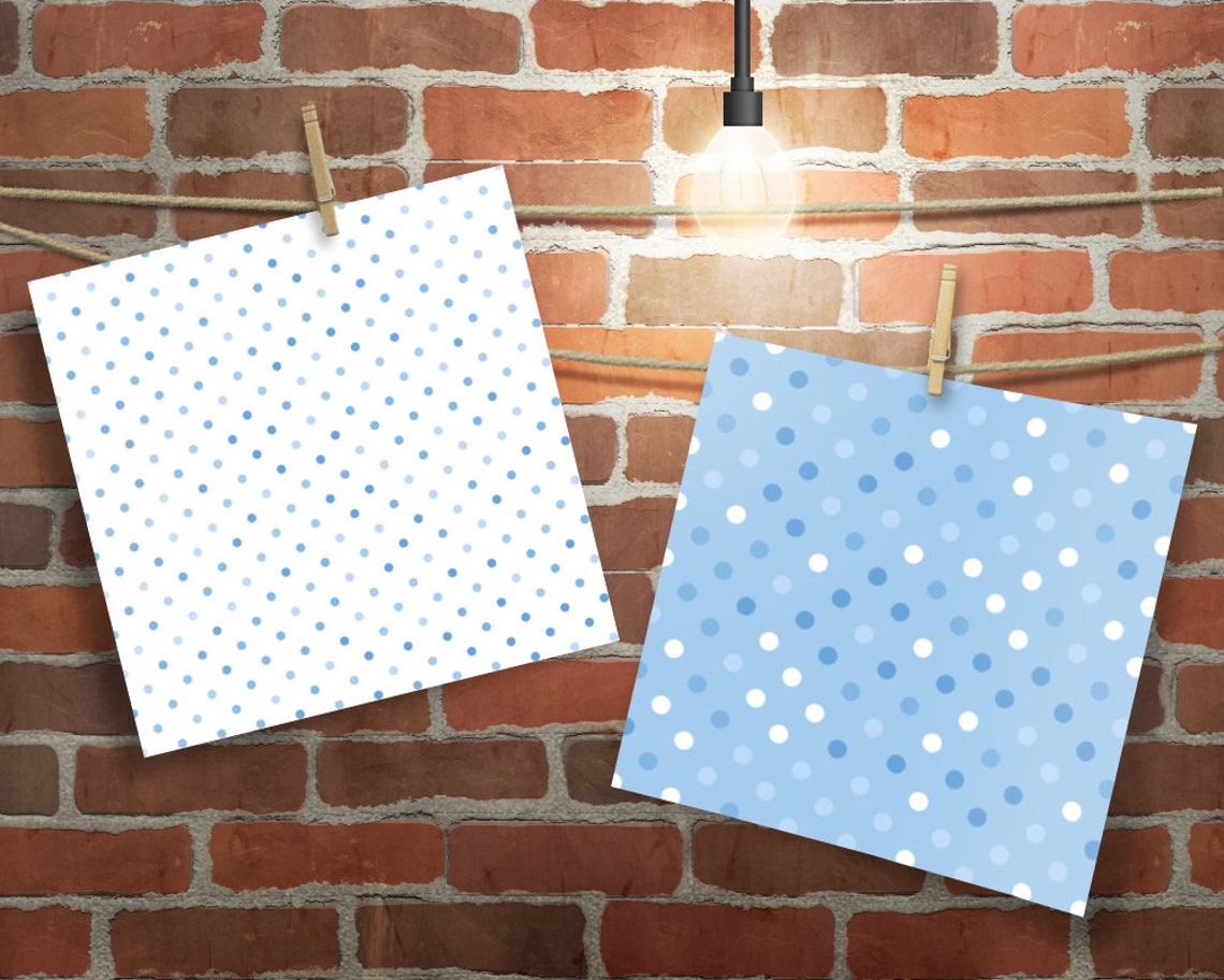 Digital Baby Boy Polka Dots Printable Scrapbooking Paper in Light Blue ...