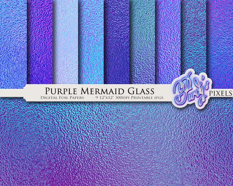 Holographic Digital Papers - Iridescent Digital Mermaid Glass Printable ...