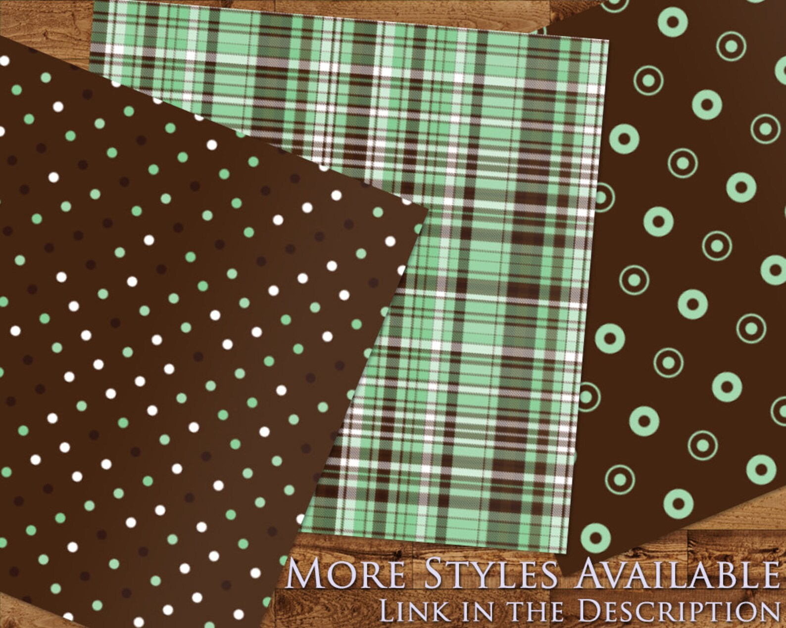 Mint Chocolate Stripes Digital Paper Pack - Seamless Stripes Printable ...