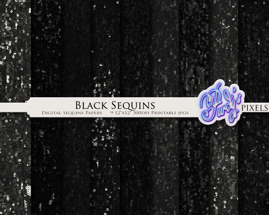 Black Sequins Digital Paper Pack - Printable Scrapbooking Papers - 9 ...