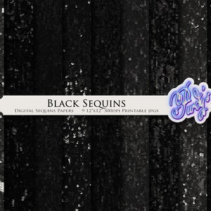 Black Sequins Digital Paper Pack - Printable Scrapbooking Papers - 9 ...