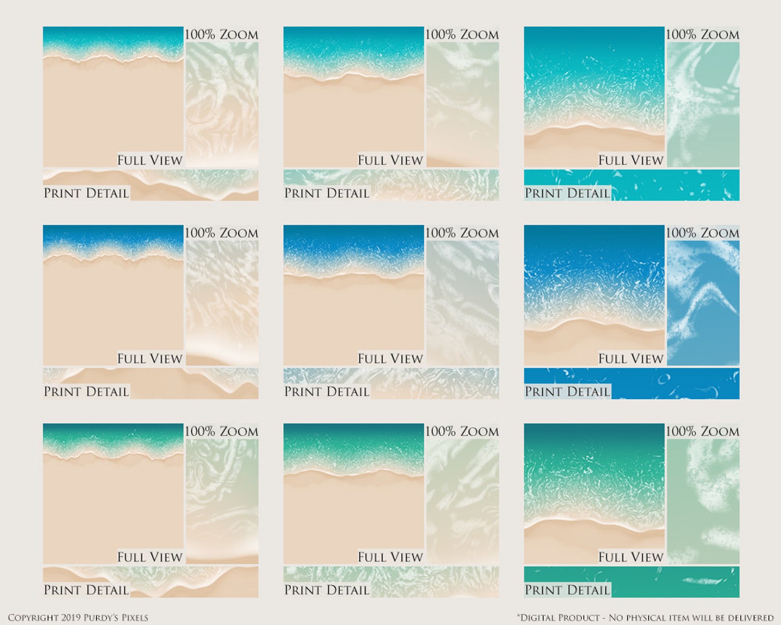 Shoreline Beach Seashore Digital Papers - Ocean Shore Printables for ...