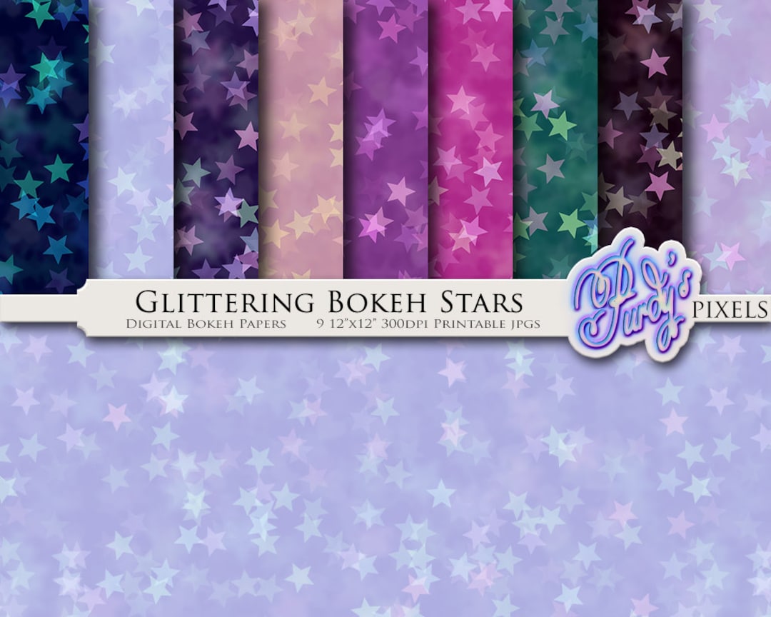 Glittering Stars Bokeh Digital Paper Pack - 9 Bokeh Glitter Printable ...