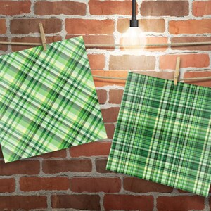 St. Patrick's Day Plaid Digital Paper Pack - 9 Seamless Green Plaid ...