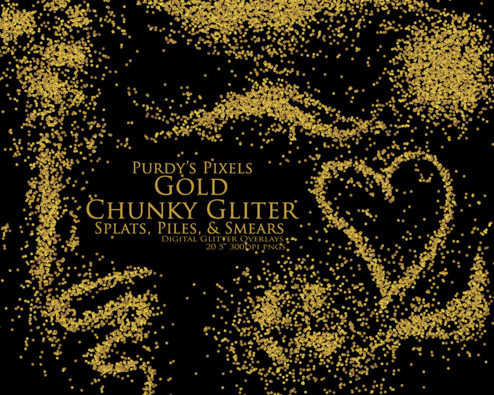 Gold Digital Glitter Overlays - Printable Scrapbooking Borders - 9 ...