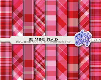 Pink Plaid Digital Paper Pack - Printable Scrapbooking Paper for ...