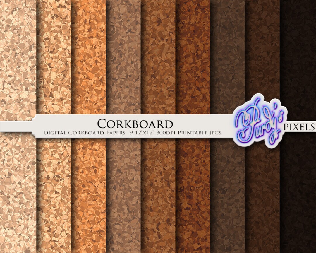 Brown Corkboard Digital Paper Pack - 9 Seamless Cork Pintable ...