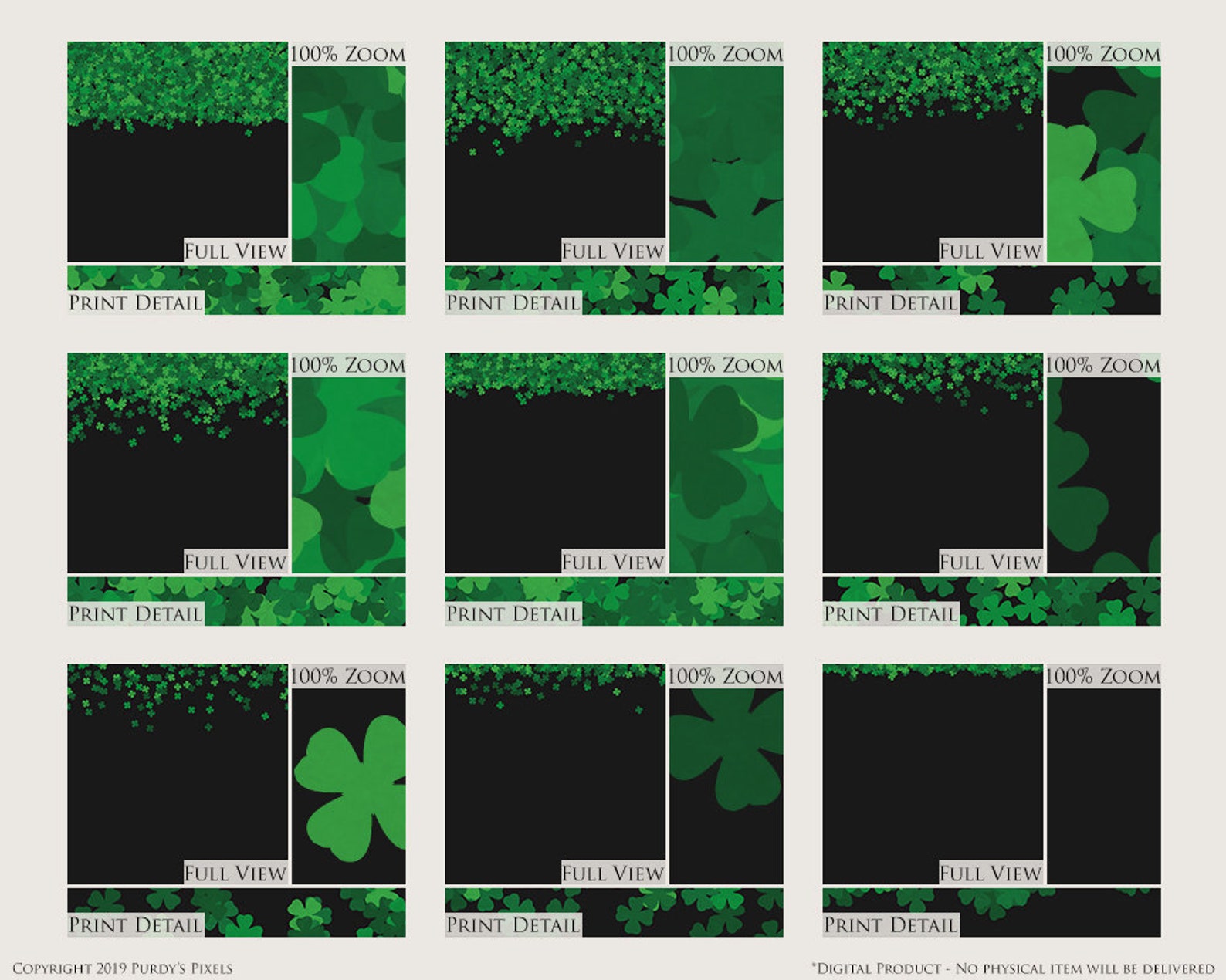 Digital Clover Confetti Digital Printable Scrapbooking Overlays for St ...